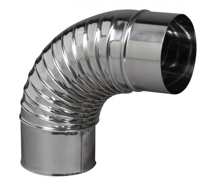 Coude plissé à 90° Inox 304 pour poêle à bois - Comptoir du poêle Coude plissé à 90° Inox 304 pour poêle à bois - Comptoir du poêle